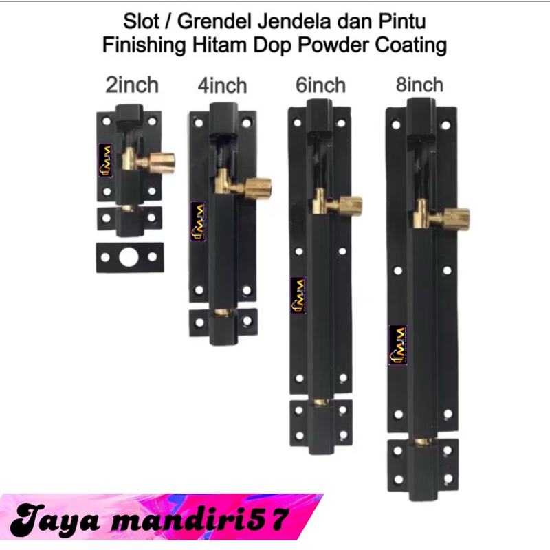 Jual Grendel Slot Jendela dan Pintu 2inch 4inch 6inch 8inch warna hitam ...
