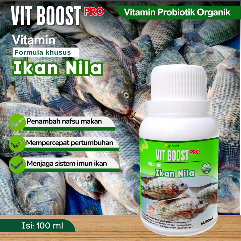 Jual VITBOOST PRO-Vitamin ikan Nila cepat besar 100ml,Booster vitamin probiotik meningkatkan ...