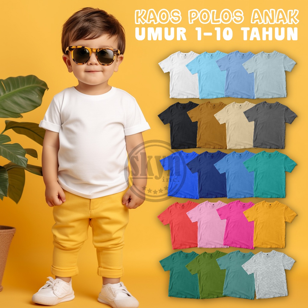 Jual SKYN - KAOS POLOS ANAK COTTON COMBED 30S BAJU POLOS ANAK LAKI-LAKI DAN PEREMPUAN | Shopee ...