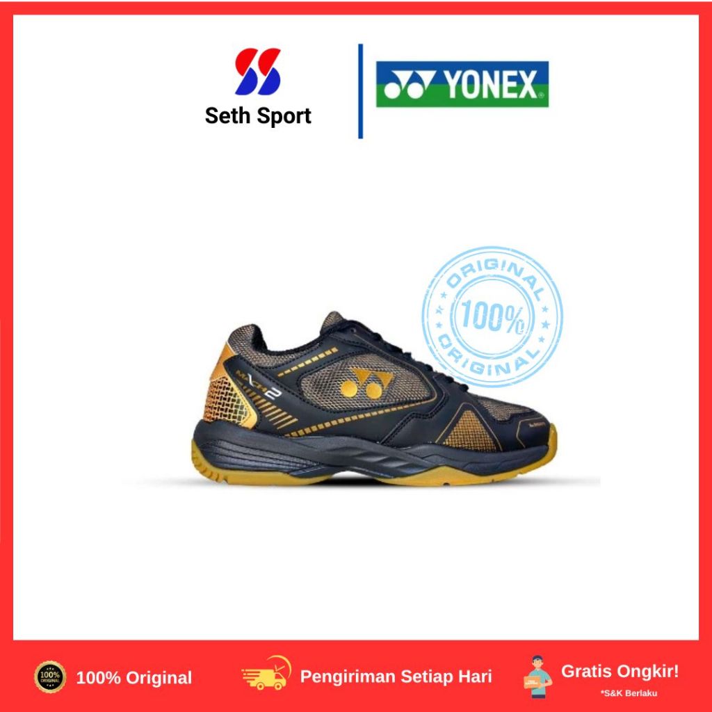 Jual Sepatu Badminton Yonex Mach 2 Original - Black/Gold | Shopee Indonesia