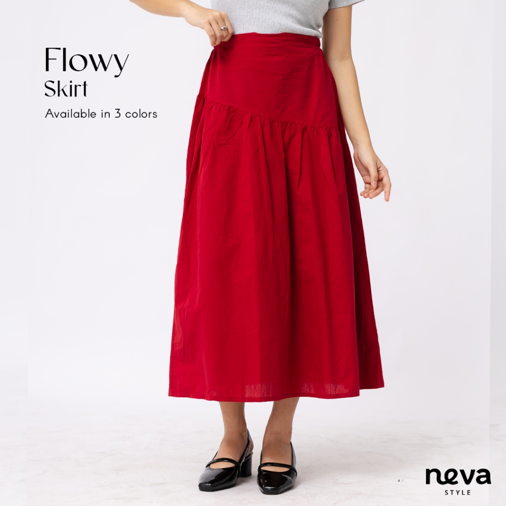 Jual Neva Style - Flowy Rok Wanita A Line Asimmetris Size Standar dan ...