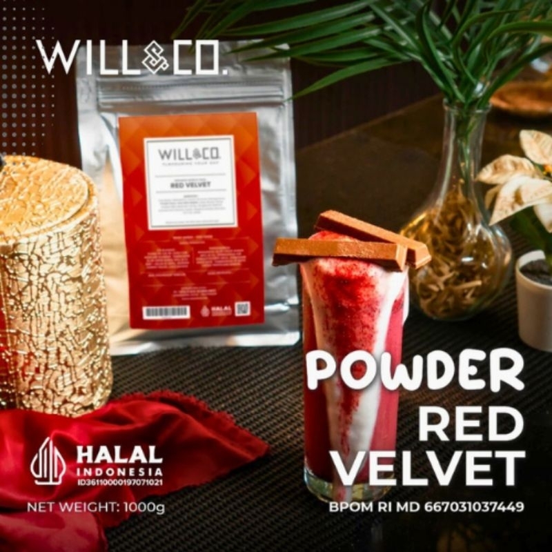 Jual Bubuk Minuman Premium Red Velvet Will&Co 1kg/Will&Co Powder Red ...