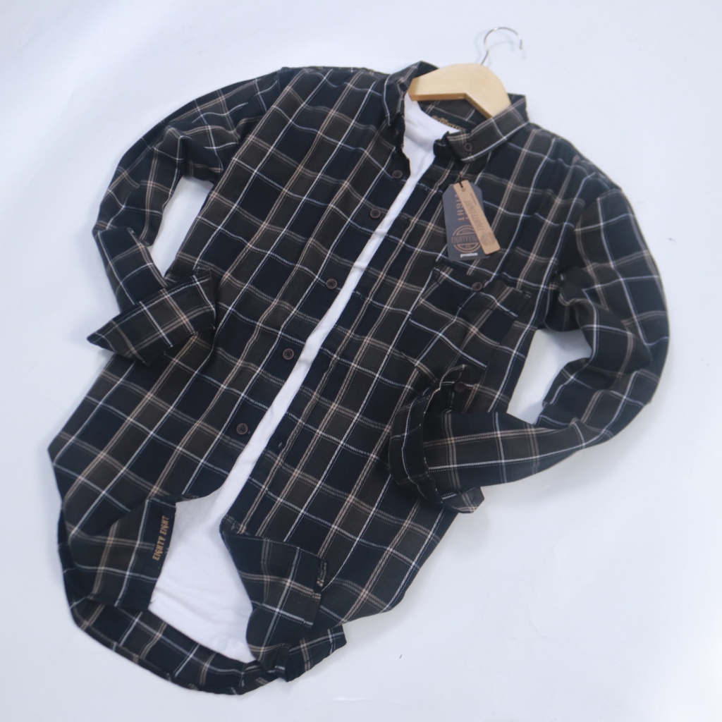 Jual Brill Eighty Eight - Kemeja Flanel Panjang Premium Black Darmy Sbrw Wht 88 L3598 | Shopee ...