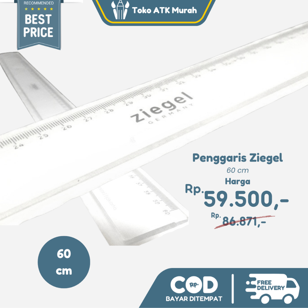 Jual Penggaris Ziegel Flat Ruler 60cm – Penggaris Panjang untuk Gambar ...