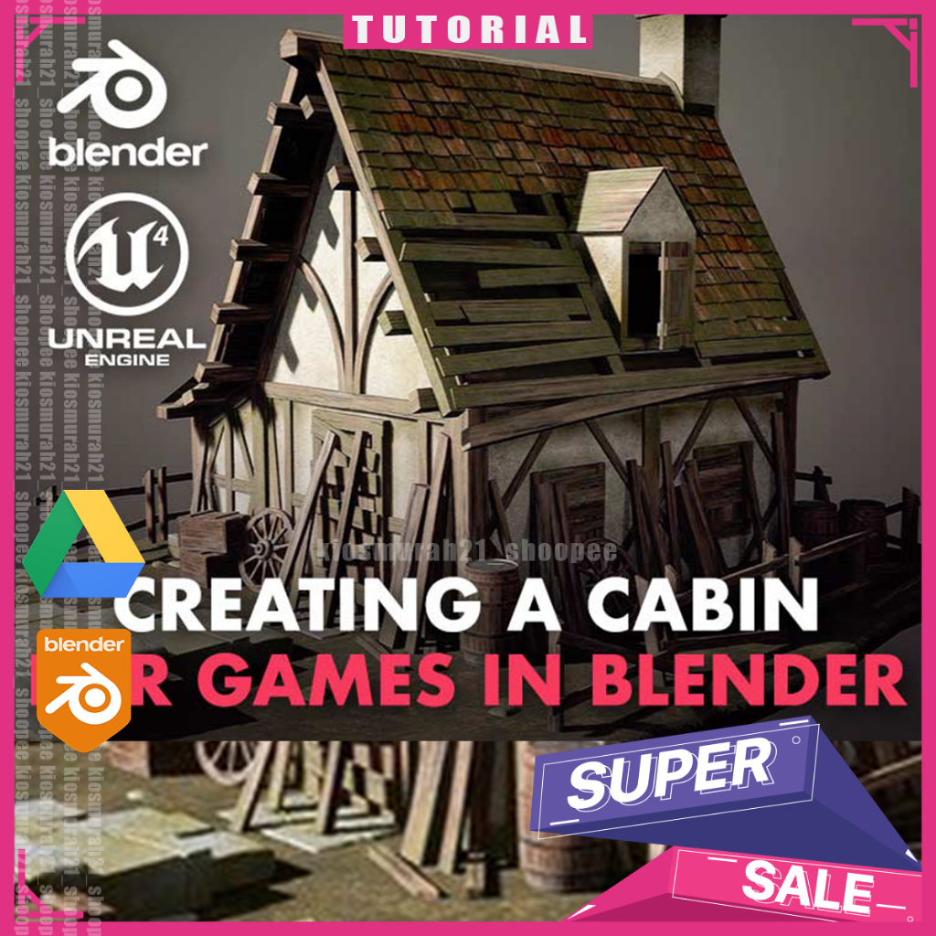 Jual Blender 3D - Artstation - Creating a Realistic Cabin House for Game in Blender 3D Blender ...
