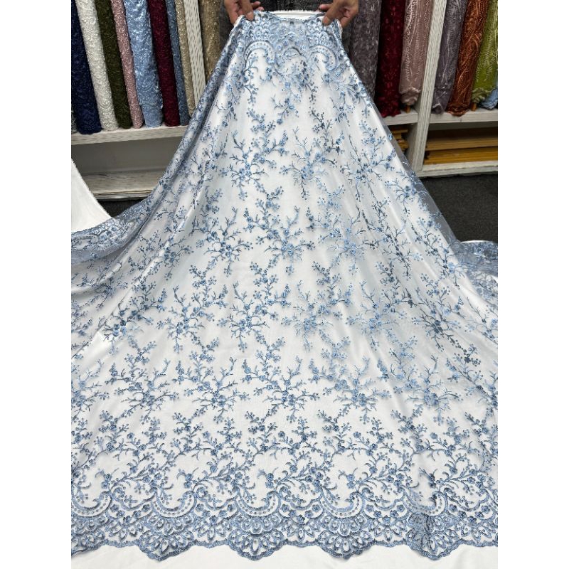 Jual Bahan kain tulle bordir pinggiran premium | Shopee Indonesia