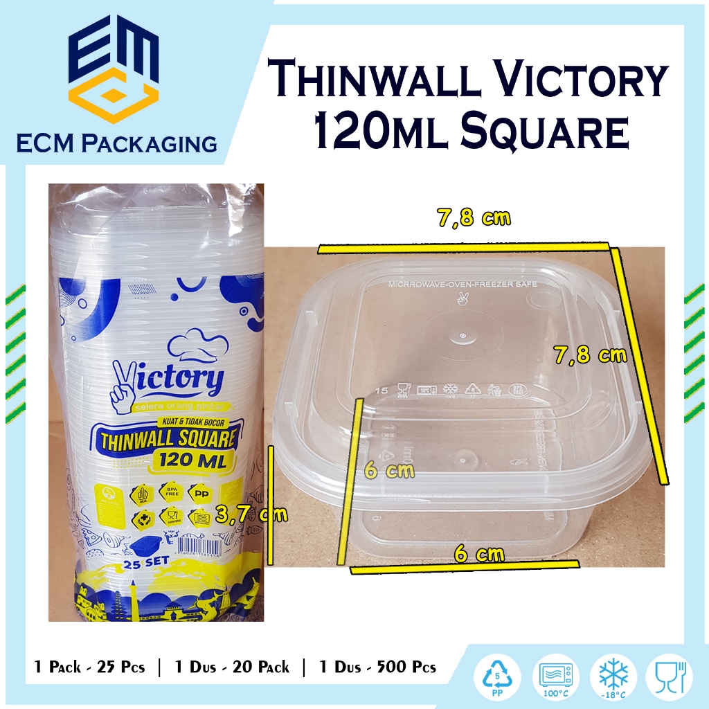 Jual THINWALL VICTORY SQ 120ML SQ | THINWALL VICTORY SQUARE MINI | CUP ...