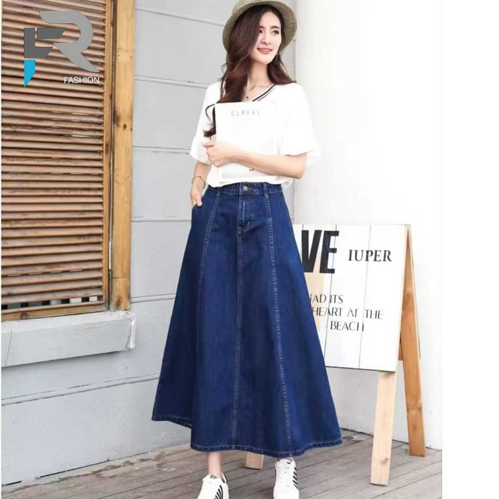 Jual Jisso rok jeans mayung premium Wanita A- Line 7/8 Model Payung ...