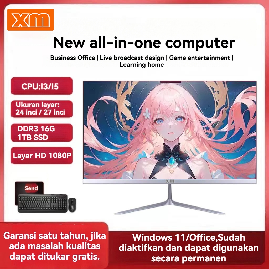 Jual 【XM 】Model Baru 2024 PC All in One Intel Core i5/i3, Komputer Full Set maruh untuk Kantor ...