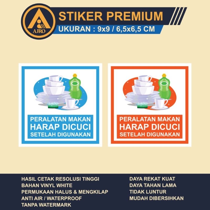 Jual Stiker Sign Tanda Peralatan Makan Harap Dicuci Setelah Digunakan ...