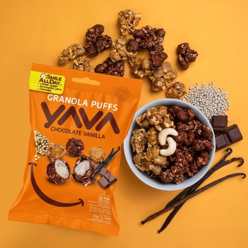 Jual YAVA Granola Puff Chocolate Vanilla 35g | Shopee Indonesia