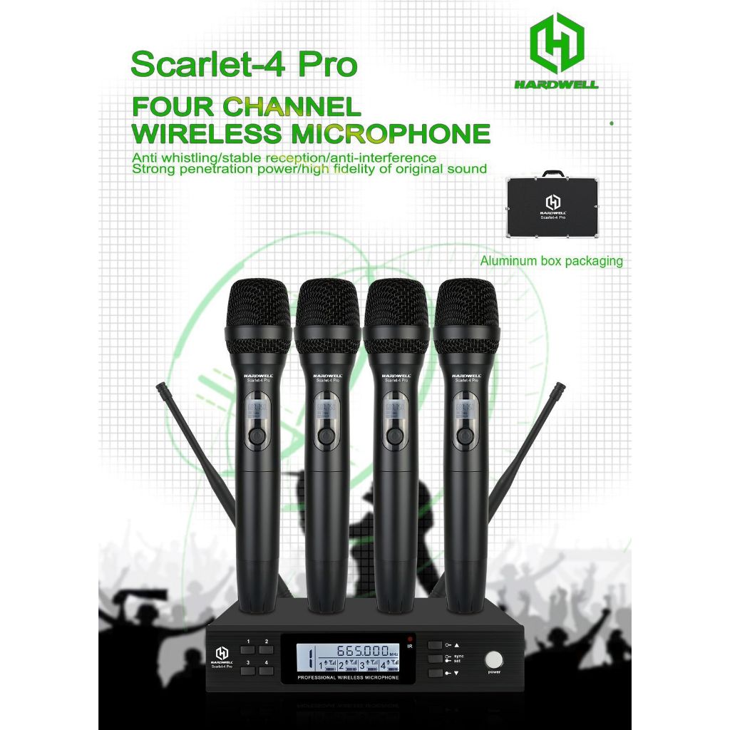 Jual Mic Wireless Hardwell 4 Microphone Scarlet-4 Pro / scarlet 4 pro ...