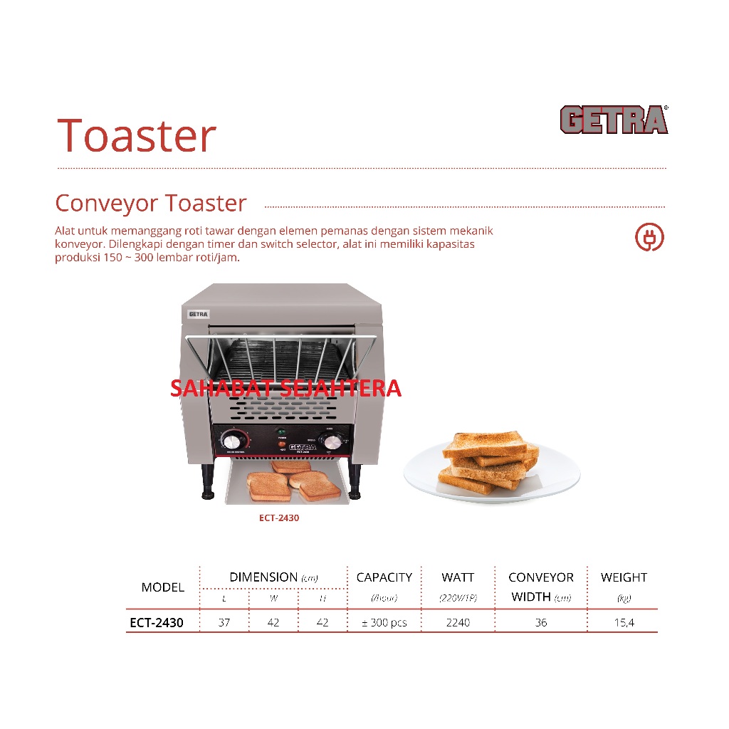 Jual GETRA Conveyor Toaster ECT-2430 Alat Pemanggang Roti Tawar ...