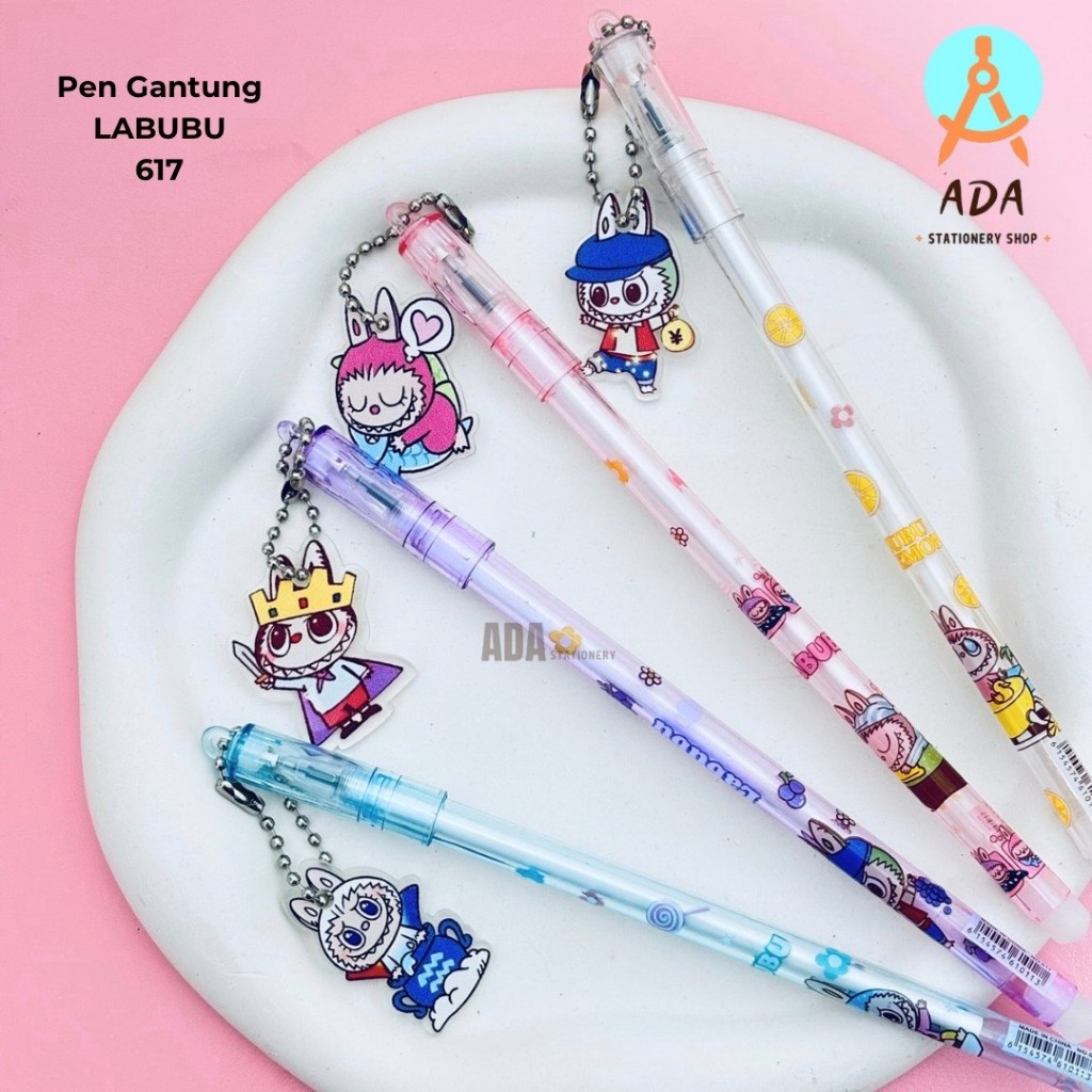 Jual SET ( 4 pcs) PEN GANTUNG LABUBU 617/ GEL PEN LABUBU/ ISI 4 PULPEN ...