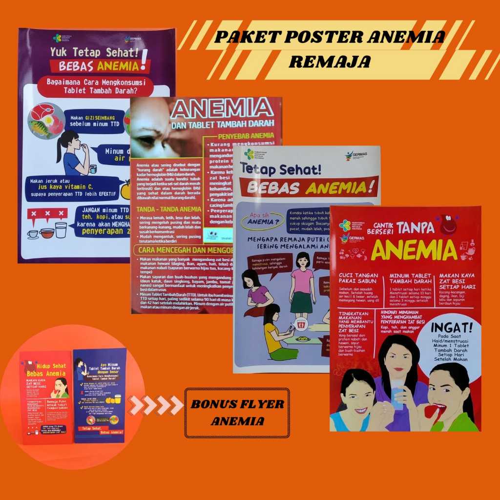 Jual Paket Hemat Poster Anemia Remaja Bonus Flyer Anemia 25 lembar ...
