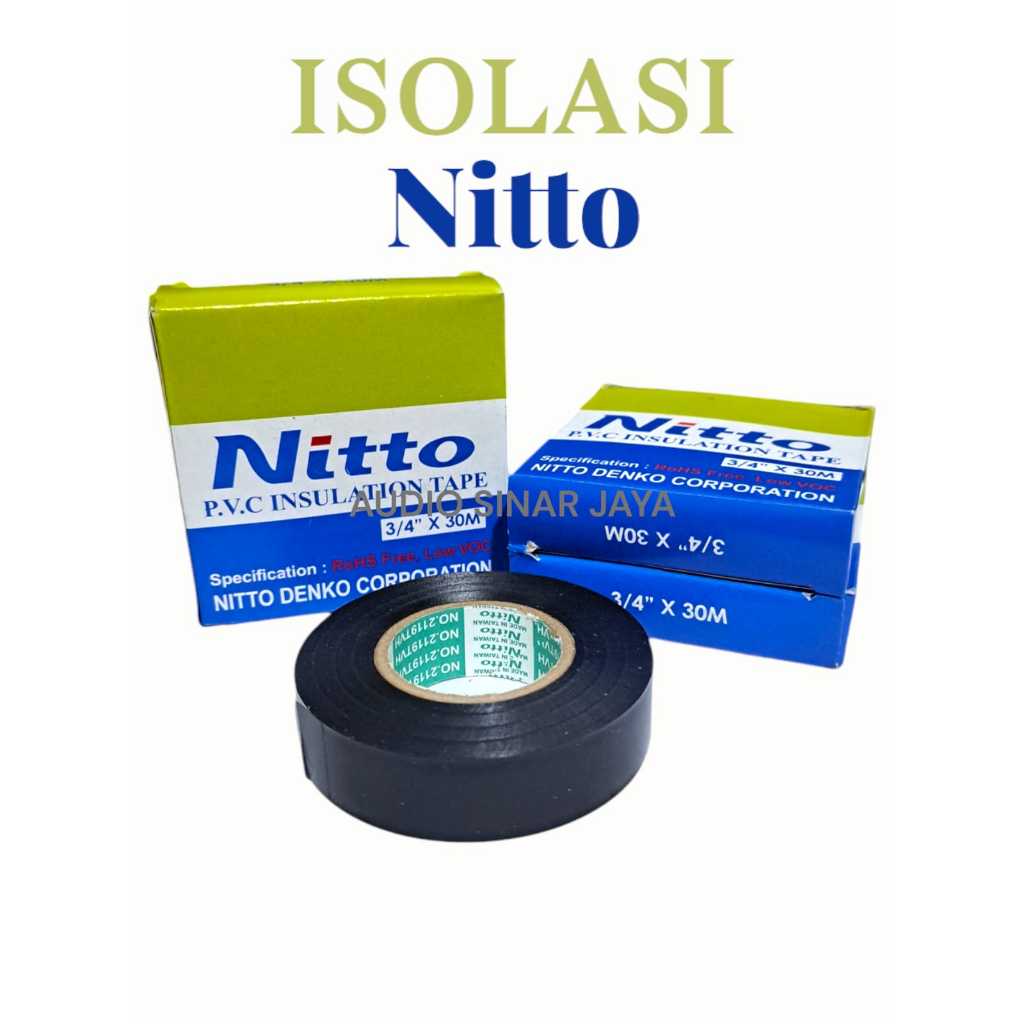 Jual ISOLASI NITTO LISTRIK ORIGINAL TAPE HITAM PVC KABEL NITO 3/4" 30m ...