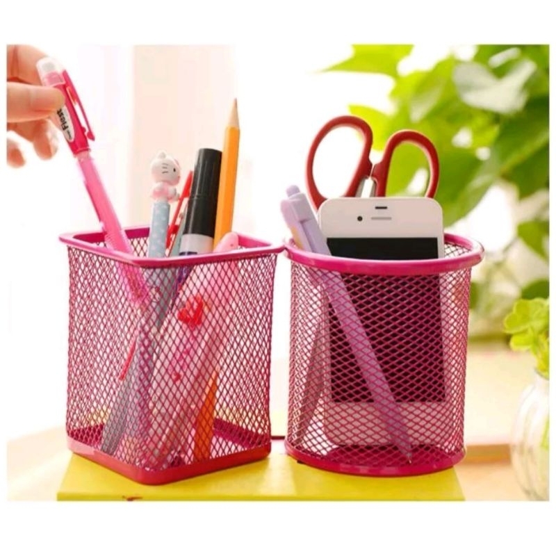 Jual ACCESORISE Jaring Basket Tempat Penyimpanan Pena Bulat Persegi ...