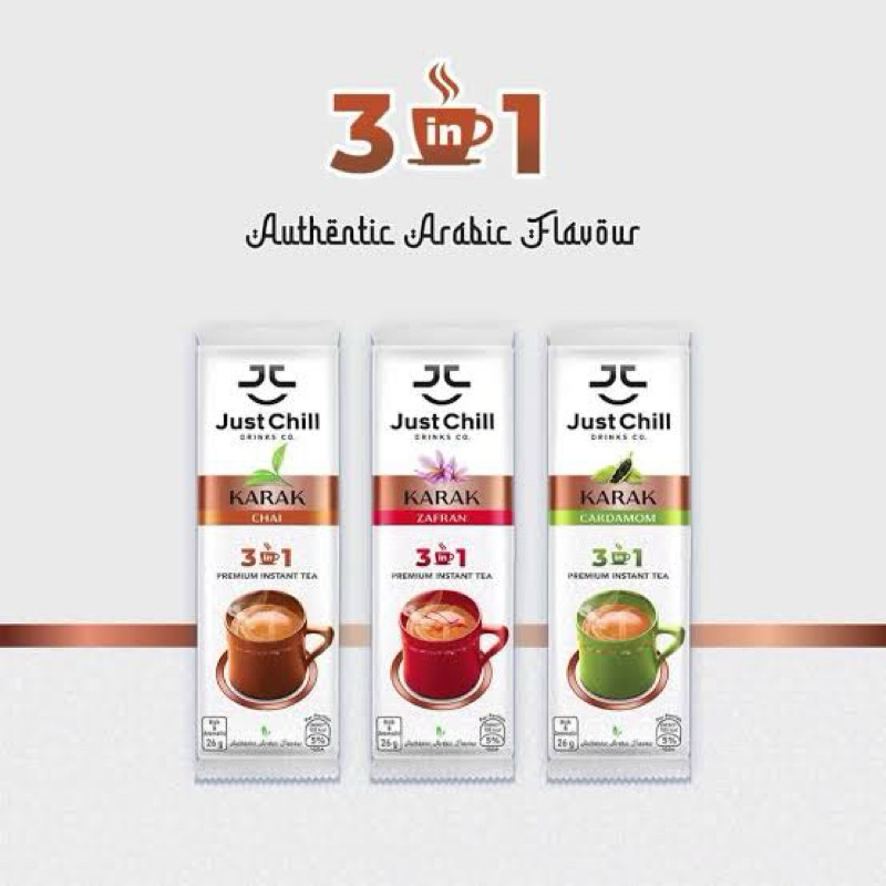 Jual just chill karak tea saudi arabia sachet 26gr (harga 1 sachet ...