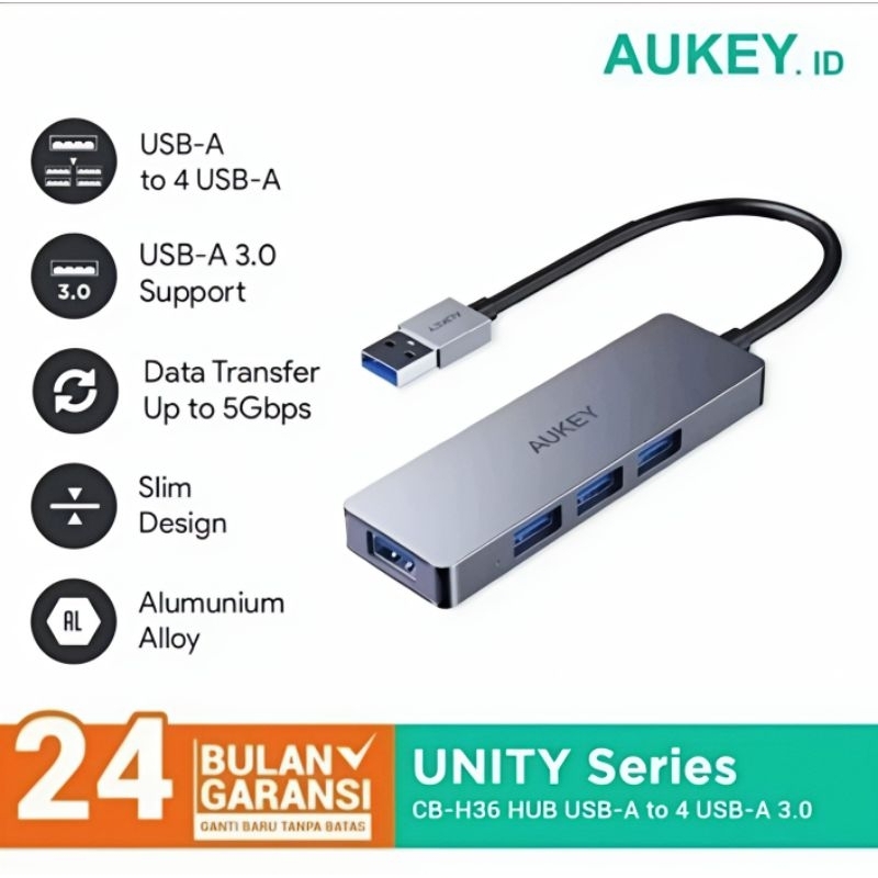 Jual AUKEY Unity Slim USB HUB 4 Port 3.0 High Speed CB-H36 | Shopee Indonesia