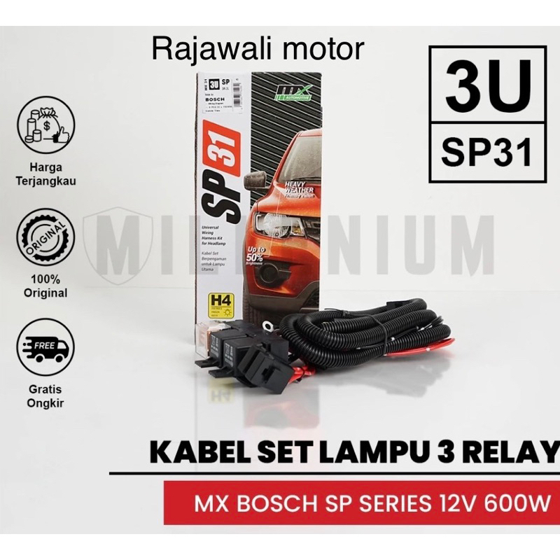 Jual Kabel Relay relly Set Lampu H4 Mobil BOSCH SP Series 3 Relay 12v ...