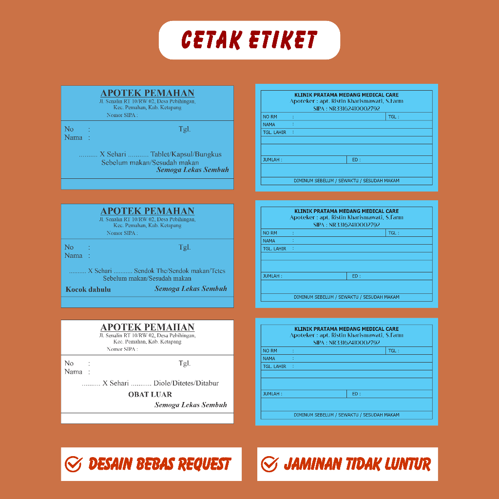 Jual Cetak etiket obat | Shopee Indonesia
