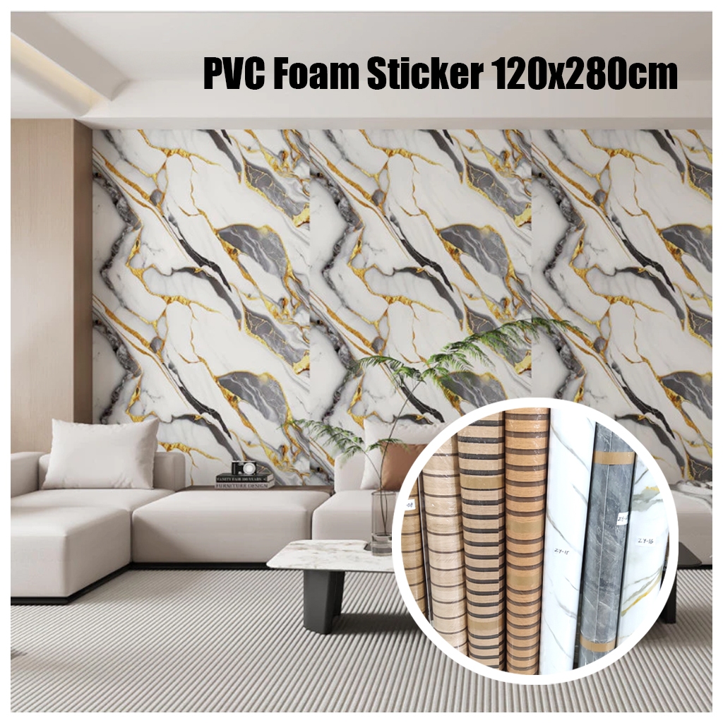 Jual Wallpaper Rol Stiker Dinding PVC Foam Stiker Tile Vinyl 120x280cm ...