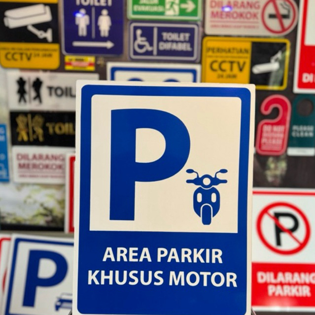 Jual Sign / Rambu Area Parkir Khusus Motor Bahan ACP dengan Stiker ...