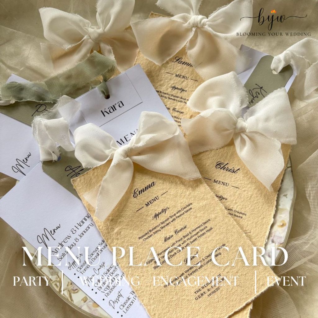 Jual Menu card | kartu menu | menu placement card wedding stationery ...