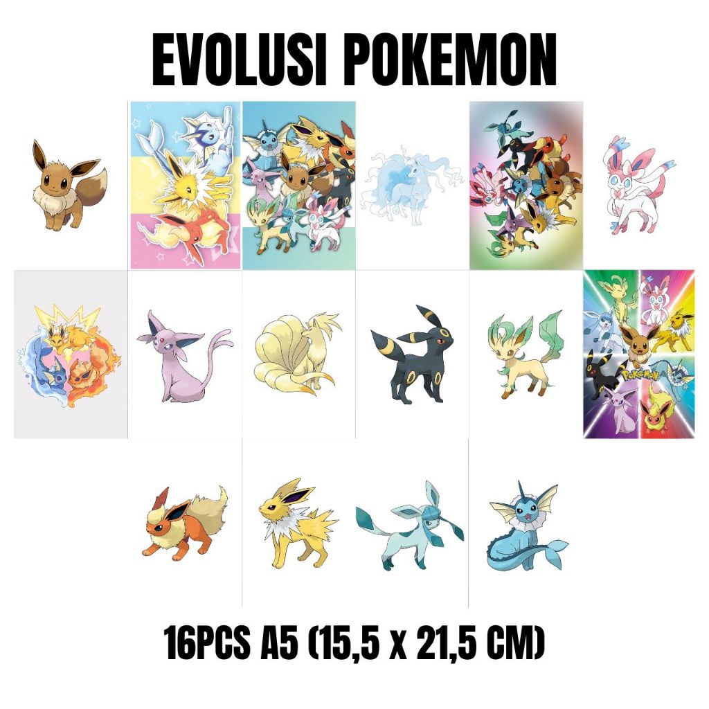 Jual Poster Evolusi Pokemon isi 16pcs | Shopee Indonesia