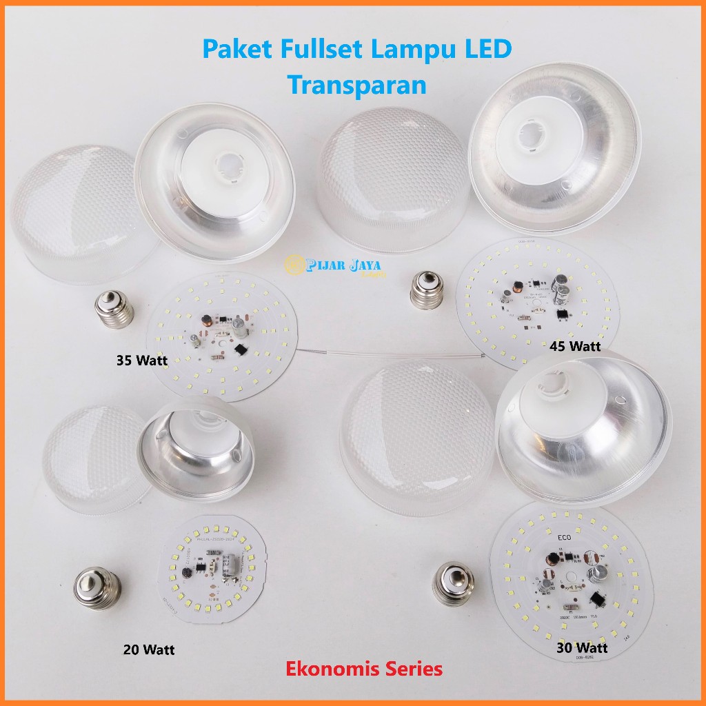 Jual Paket Lampu LED Transparan Siap Rakit 20 30 35 45 Watt Ekonomis ...