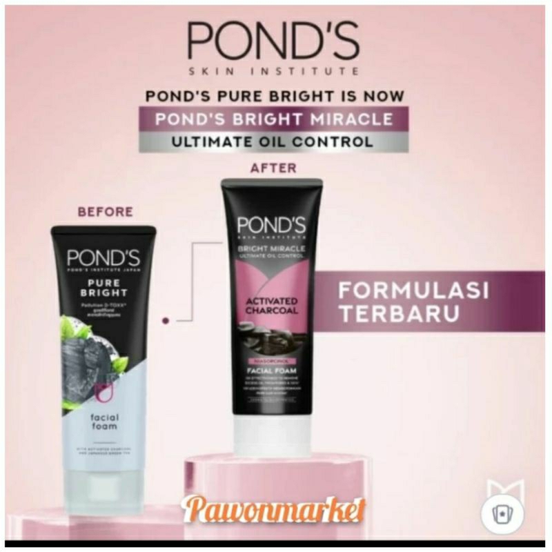 Jual Ponds Pure Bright Facial Wash 100 ml | Shopee Indonesia