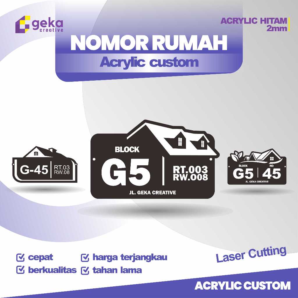 Jual Custom Nama Jalan & Nomor Rumah Ukuran 25x15 cm | Nomer Rumah ...