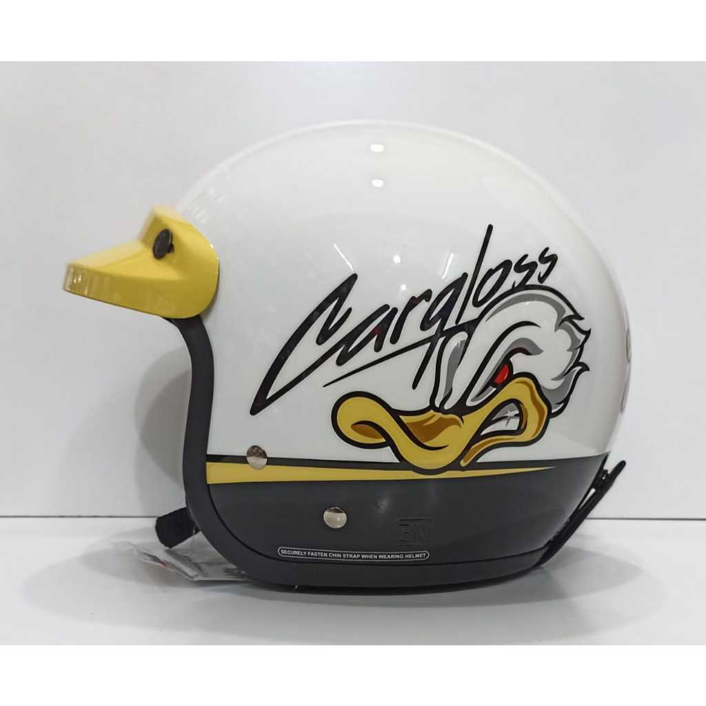 Jual HELM CARGLOSS CFM MOTIF SPEED DUCK WHITE PET YELLOW ORIGINAL ...