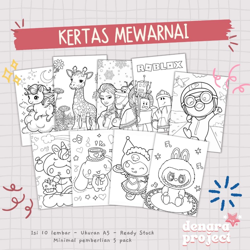 Jual (10 PCS) Kertas Mewarnai Anak - Gambar Mewarnai - Worksheet ...