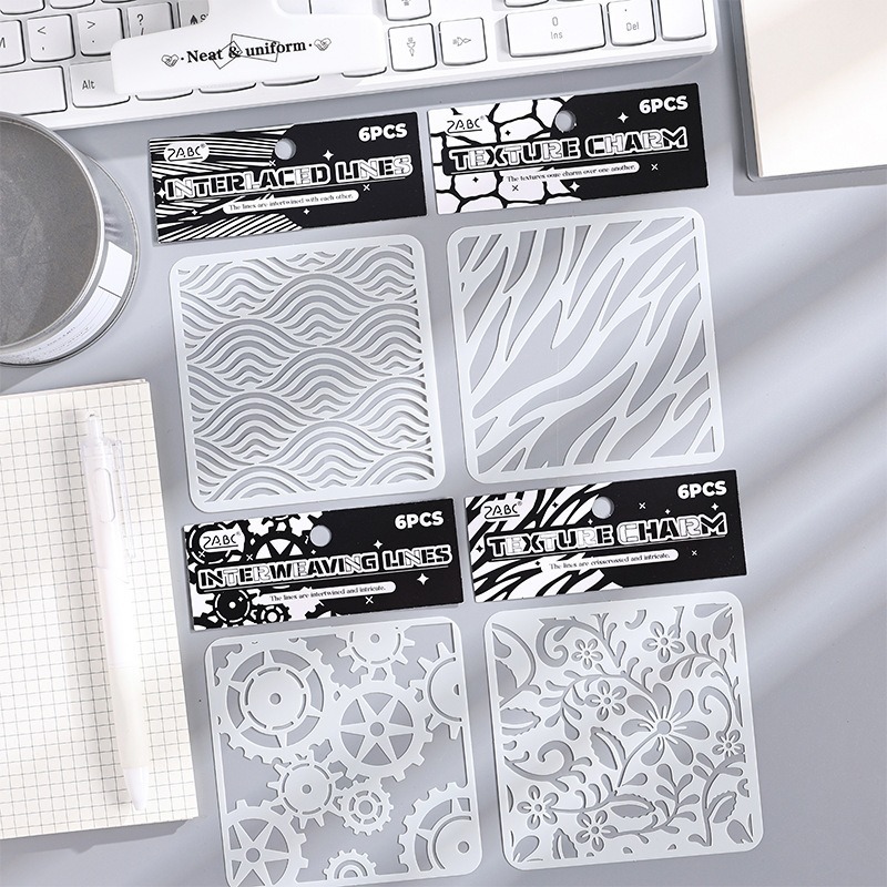 Jual 6pcs Cetakan Stencil Stempel WLSJ Texture Charm Background ...
