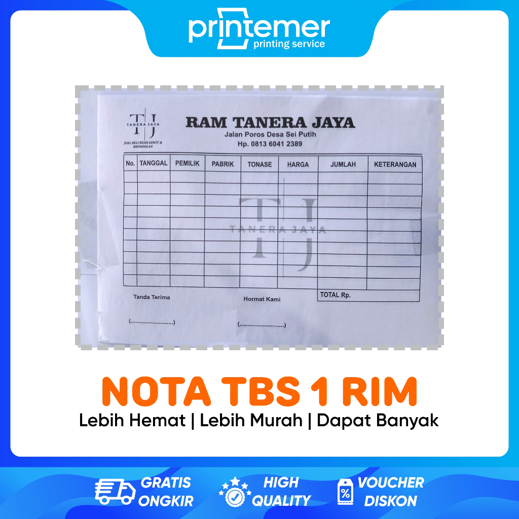 Jual CETAK 1 RIM NOTA RAM TBS CUSTOM 2 LAYER | Shopee Indonesia