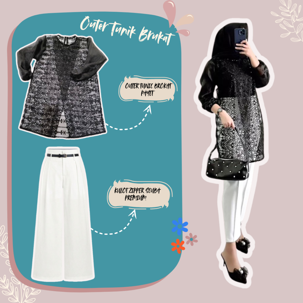Jual Promo|Terbaru|Fashion kekinia|One set Outer Tunik Brukat sapto ...