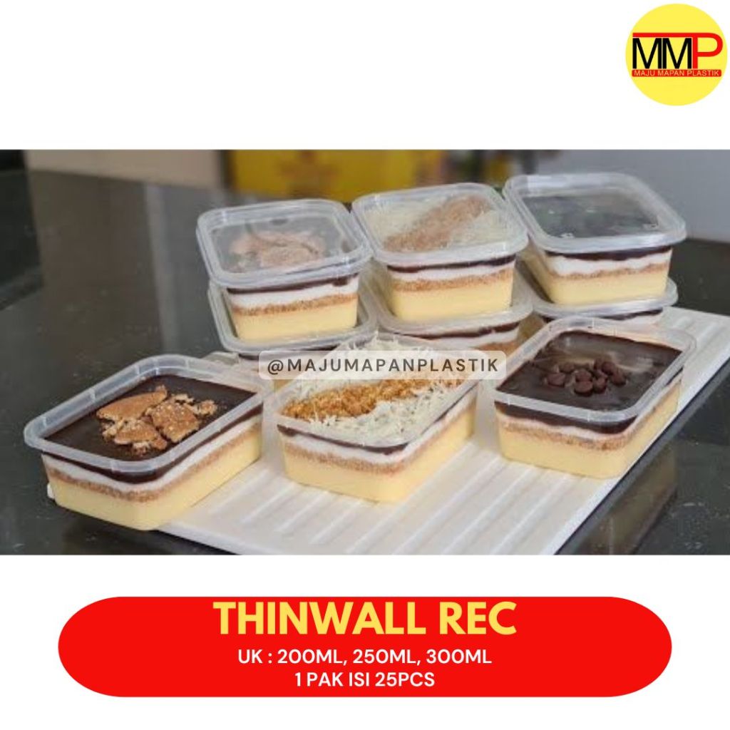 Jual [Merk Random] Thinwall Rectangular / 200ml 250ml 300ml Rect / Kotak Thinwall Puding isi 25 ...