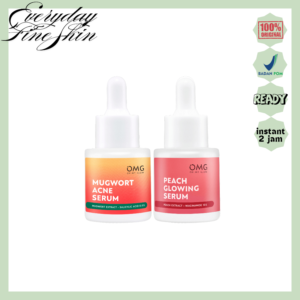 Jual OMG Oh My Glow Peach Serum Wajah Glowing Mugwort Acne 20ml BPOM | Shopee Indonesia