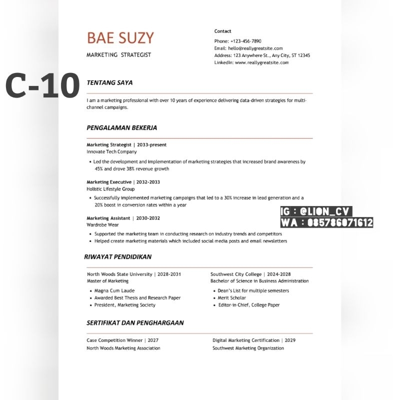 Jual Jual Template CV Ats Word Kode C10 - C18 | Shopee Indonesia