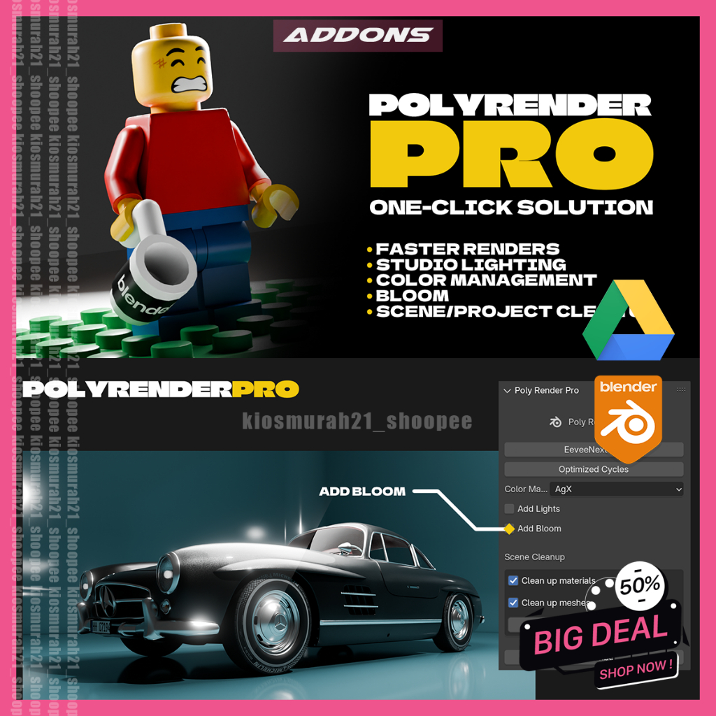 Jual Poly Render Pro One-Click Studio 3D Blender addons Plugin Terbaru ...