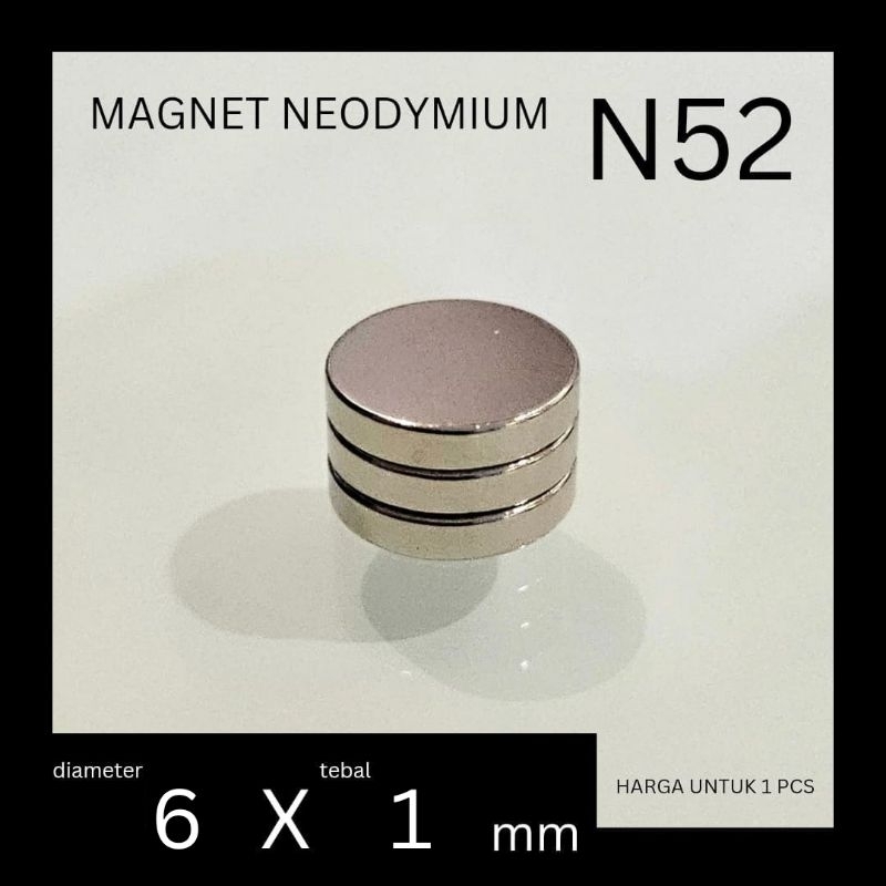 Jual MAGNET NEODYMIUM N52 KUAT 6X1MM 6X1 MM 6 X 1 KOIN BULAT | Shopee ...