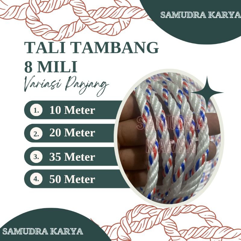 Jual TALI TAMBANG PLASTIM 8 MM 50 METER / TALI TAMBANG ECERAN / TALI ...