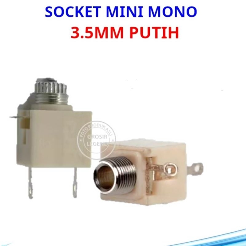 Jual Socket Jack Mini Mono 3.5mm Putih Soket Audio Aux | Shopee Indonesia