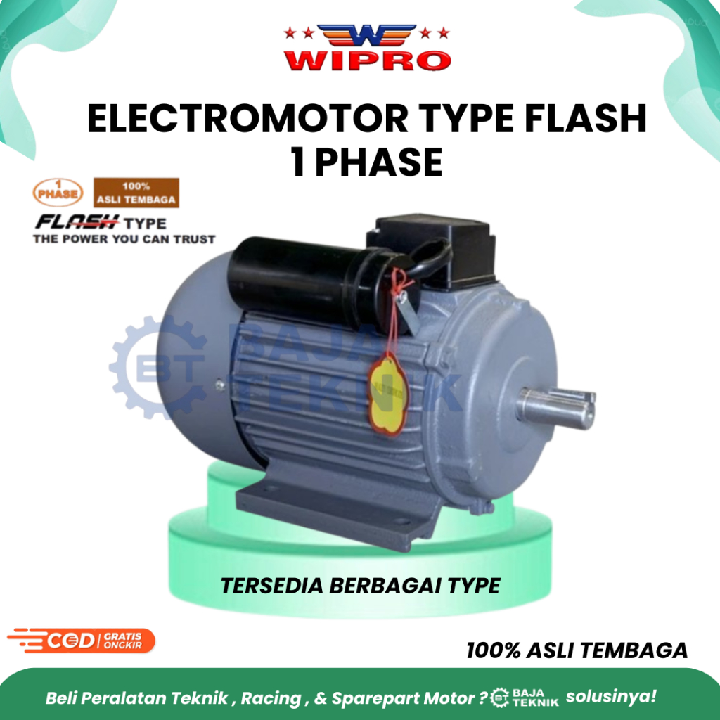 Jual WIPRO ELECTROMOTOR TYPE FLASH 1 PHASE FLASH-500L | FLASH-1000L ...