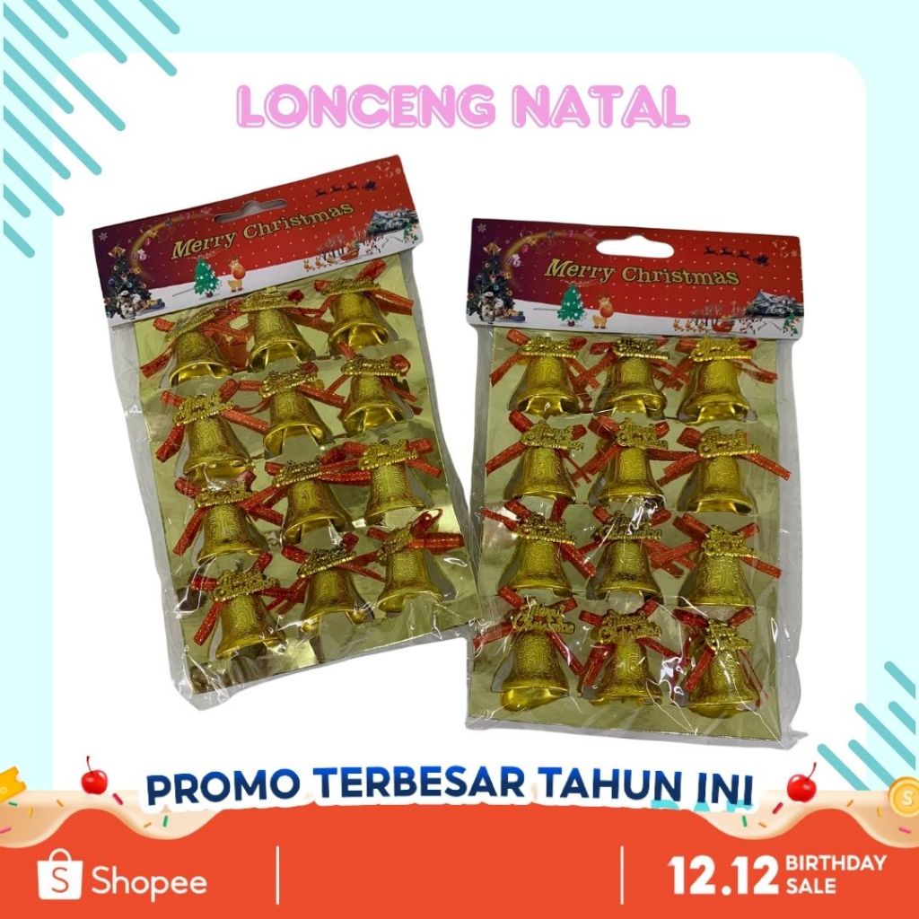 Jual Hiasan Lonceng Natal Christmas Bell Isi 12 pcs aksesoris x Mas ...