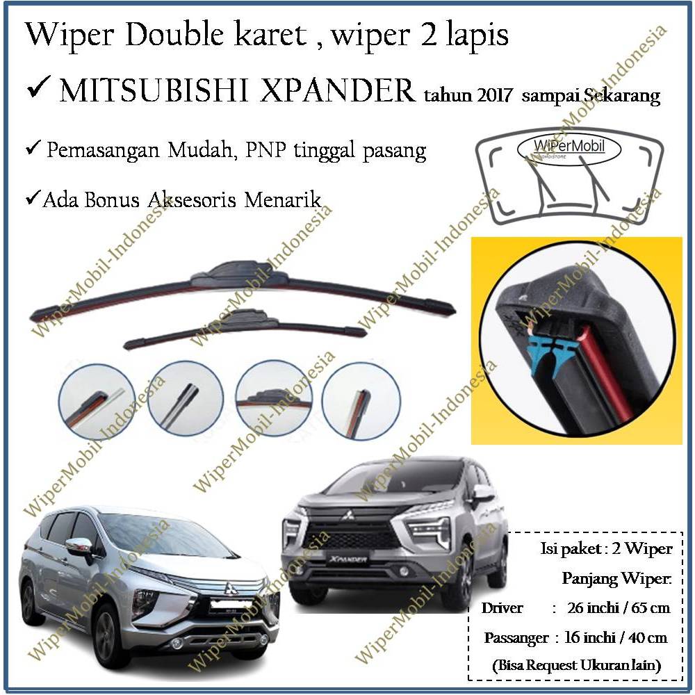 Jual Wiper Double Karet 2 Lapis Mitsubishi Xpander 2017 2018 2019 2020 ...