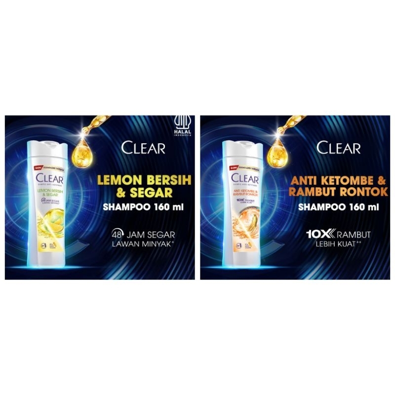 Jual Clear Shampoo Shampo 160ml Lemon Bersih & Segar Anti Ketombe ...
