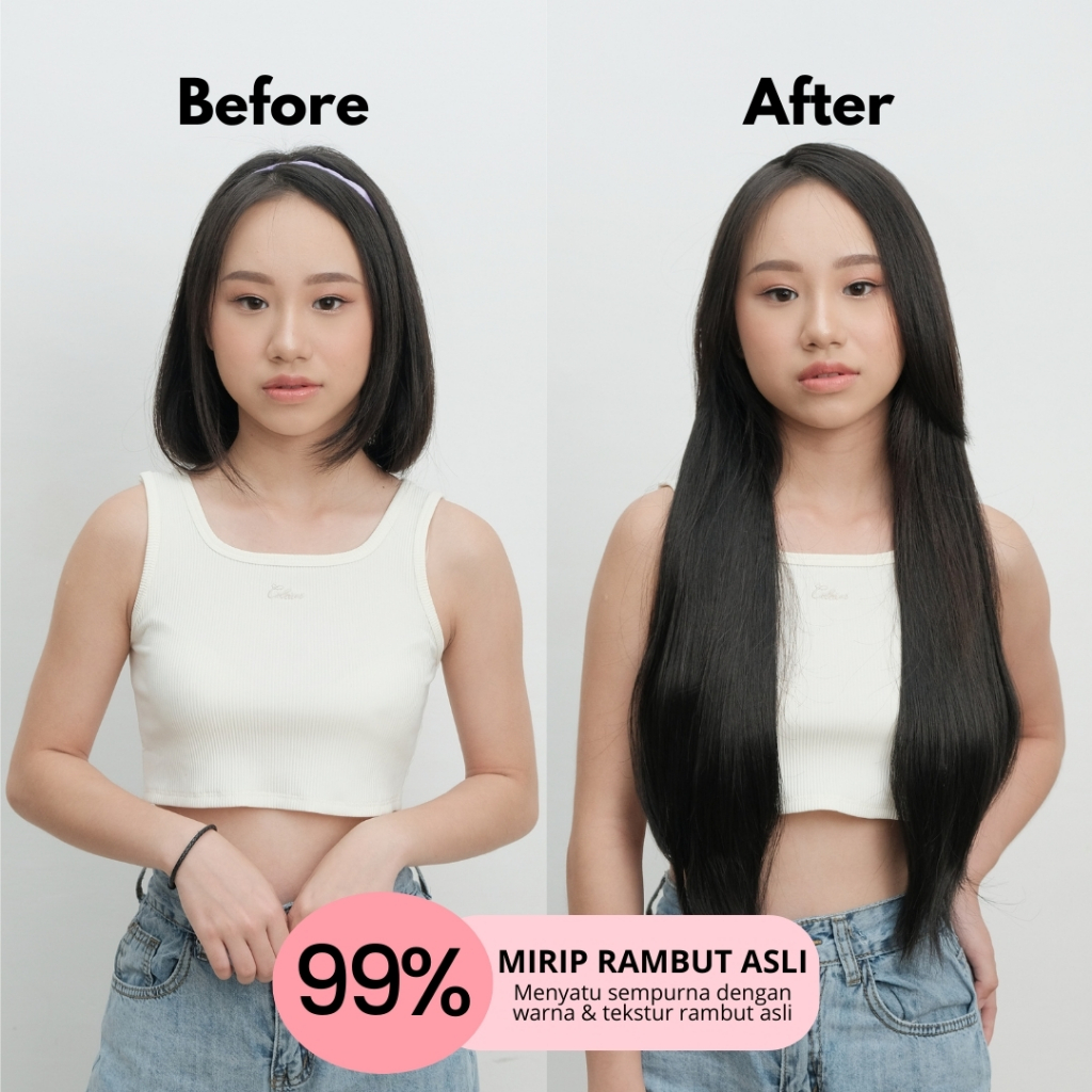Jual SLS 60 – Hairclip Rambut Lurus Natural Panjang 60 cm - Sambungan ...