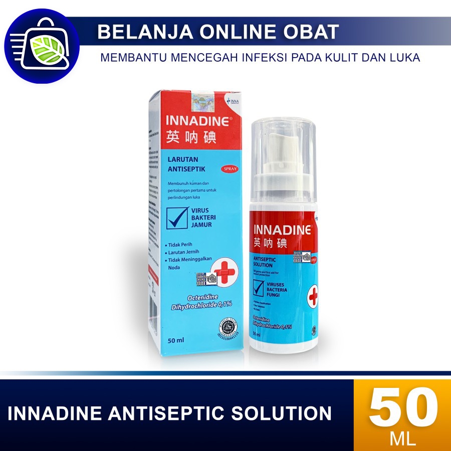 Jual INNADINE ANTISEPTIC SOLUTION 50ML // Infeksi Pada Kulit | Shopee Indonesia